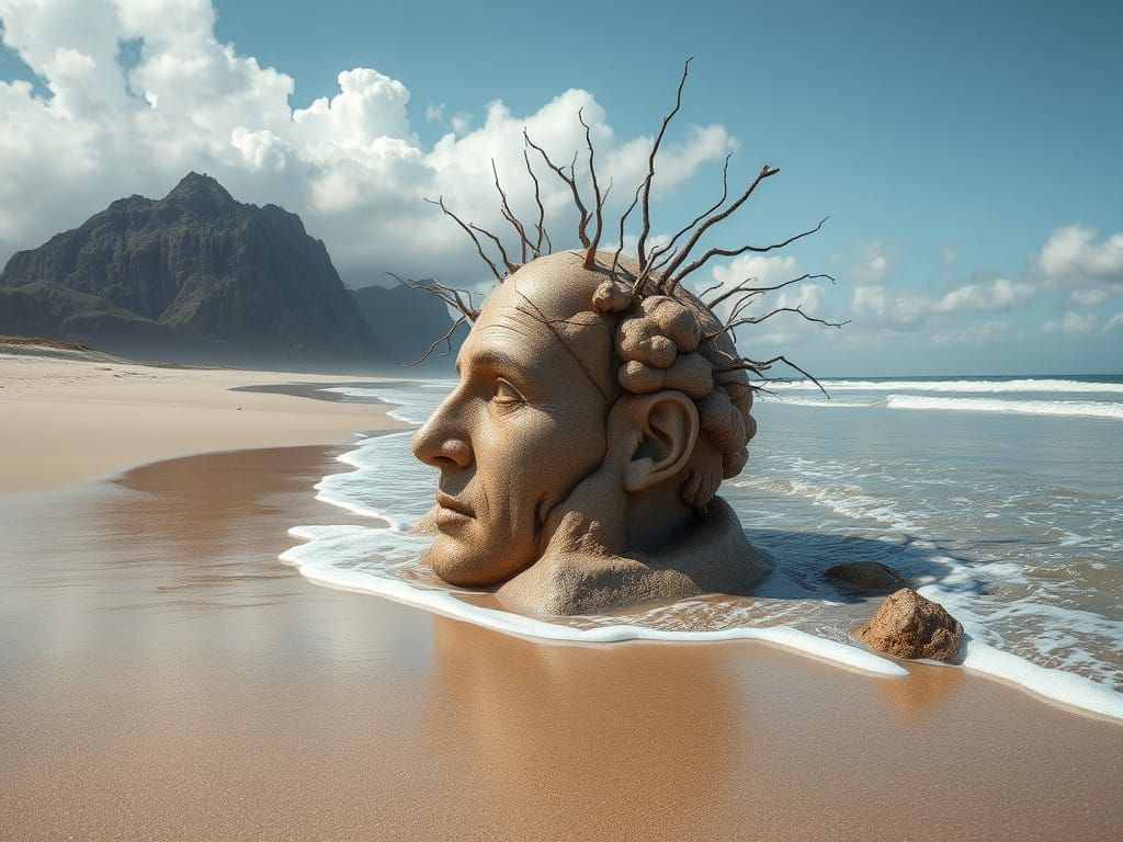 Flux Schnell: my mind was torn from its sandy foundations and washed ...