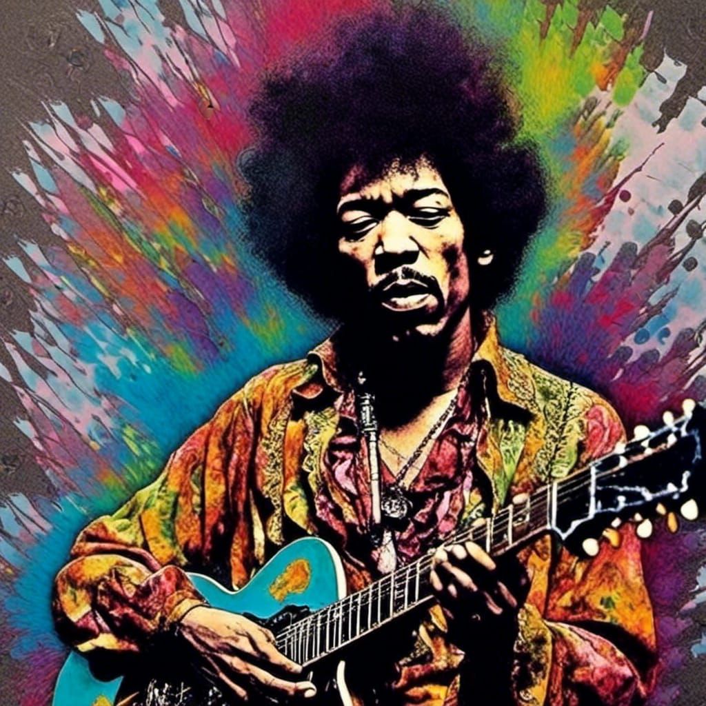 guitar action painting psychedelic art airbrush art retro spacecore 8K ...