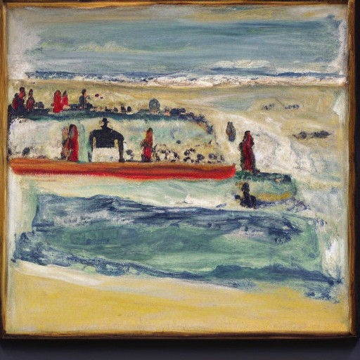 Vibrant Beach Scene in Abstract Expressionist Styl... - AI Art