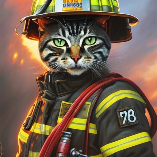 Firefighter Cat - AI Generated Artwork - NightCafe Creator