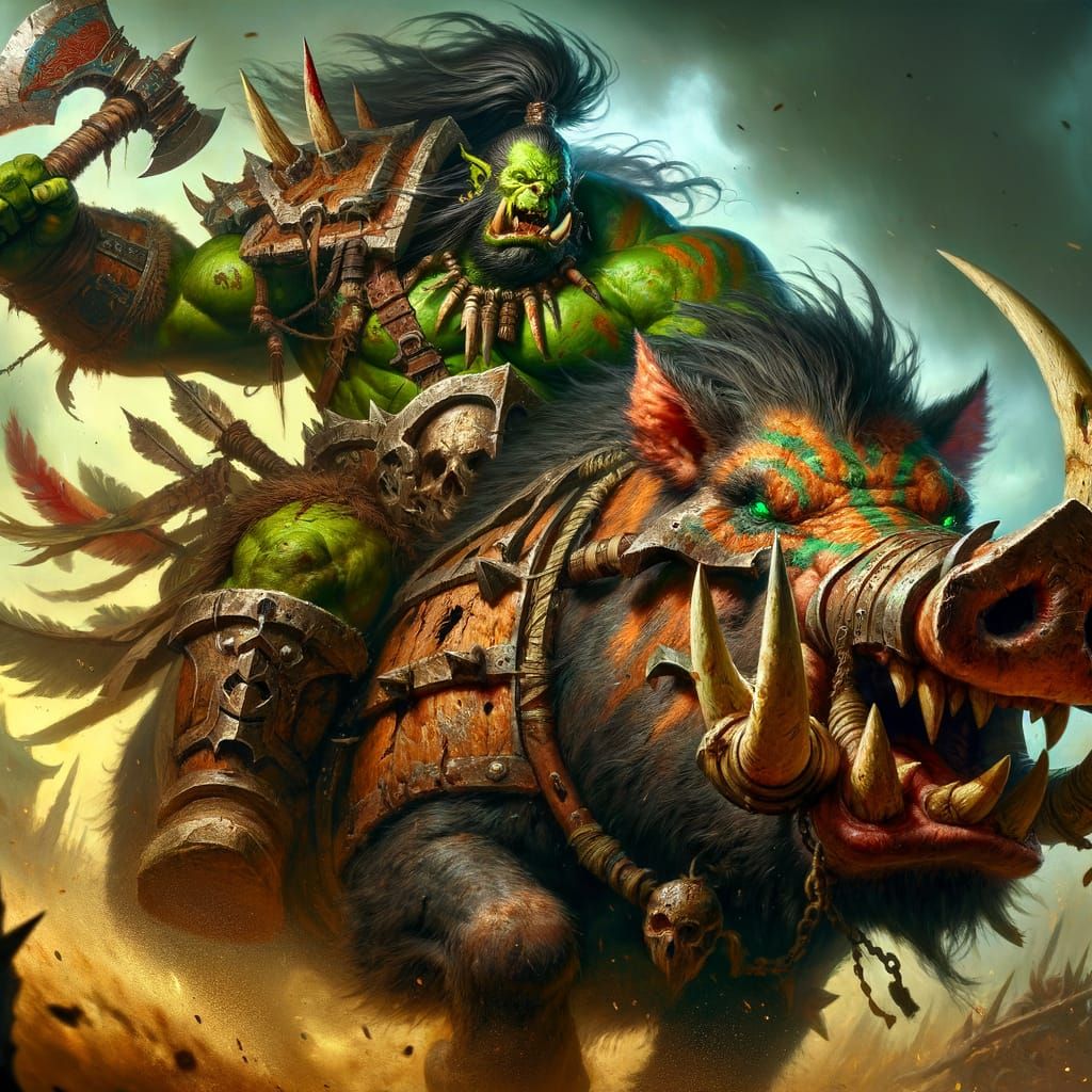 Orc boarrider - AI Generated Artwork - NightCafe Creator