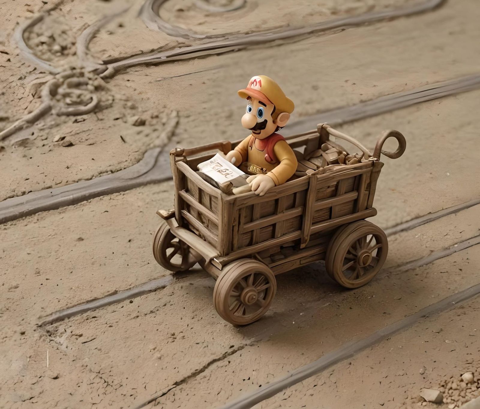 mario in a cart on a dirt racing track - AI Generated Artwork ...