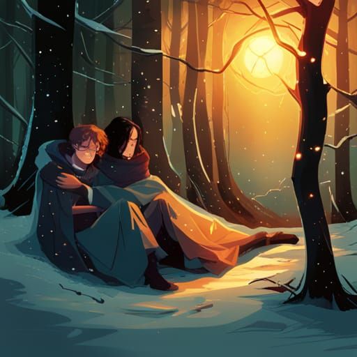 Sirius and Remus, the morning after a full moon in winter - AI ...