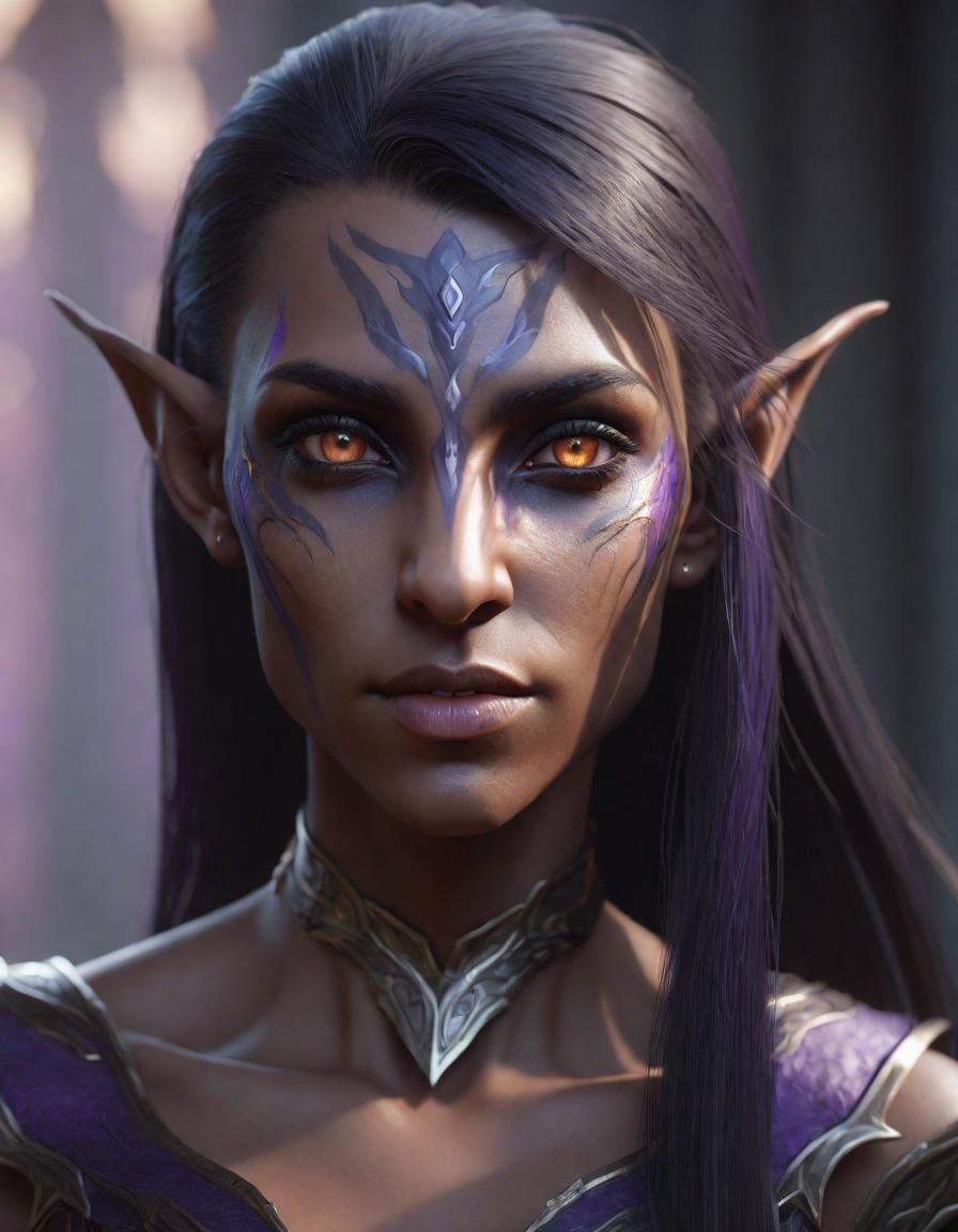 dark elf, head and shoulders portrait, 8k resolution concept art ...