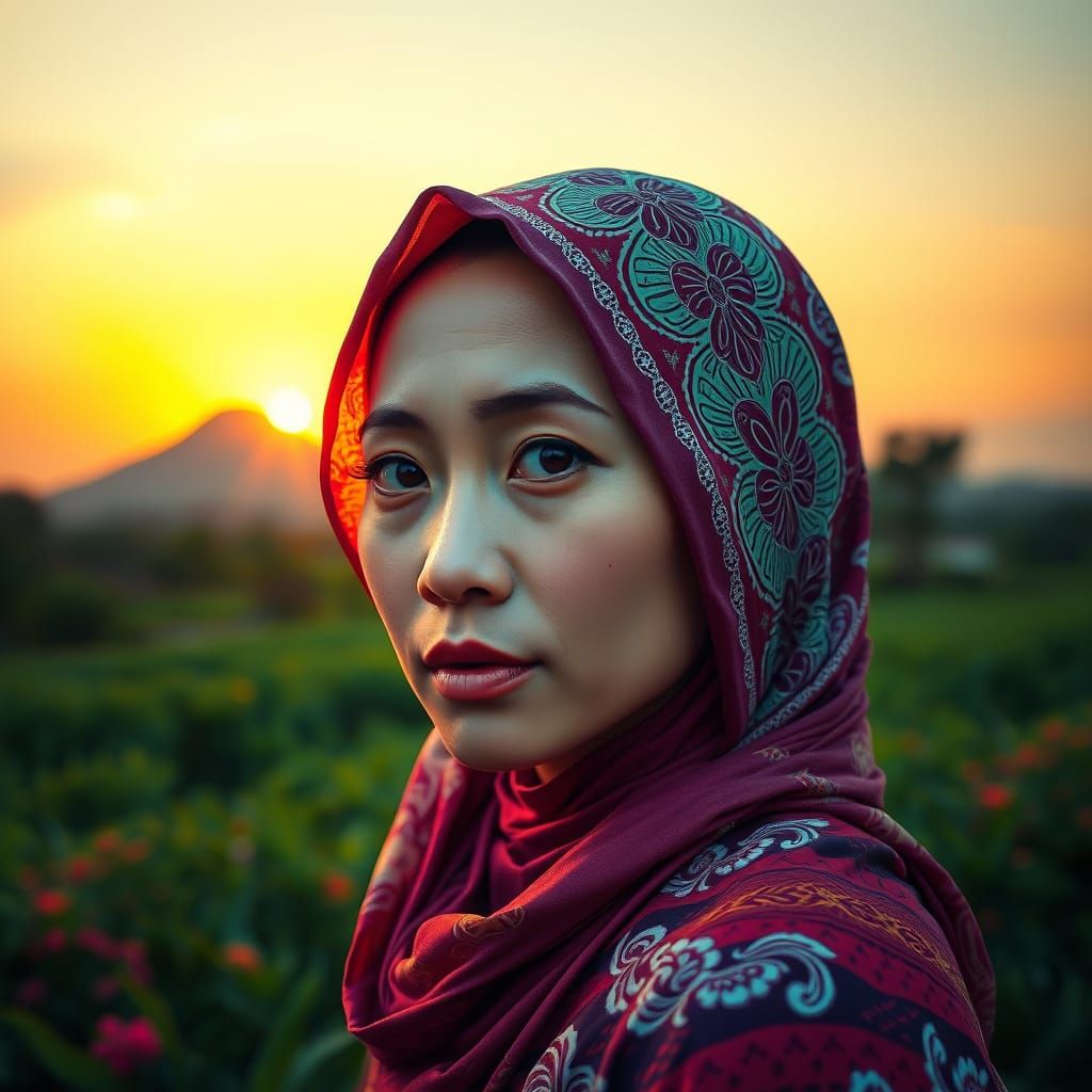 Indonesian Fantasy Portrait in Dreamlike Landscape - AI Art