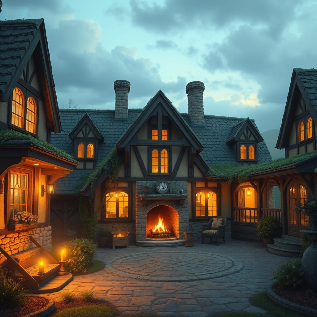 Whimsical Timber Frame Farmhouse in a Fantasy Land... - AI Art