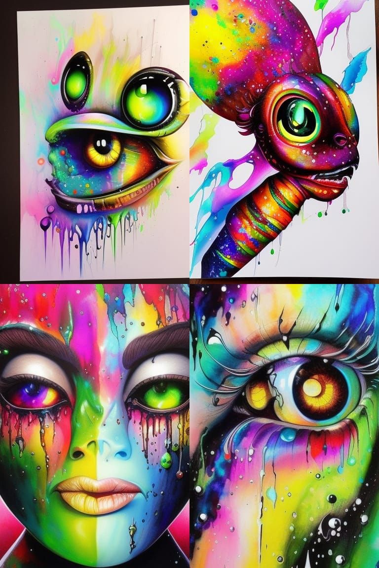 Splash Art Alien Bright Eyes - AI Generated Artwork - NightCafe Creator