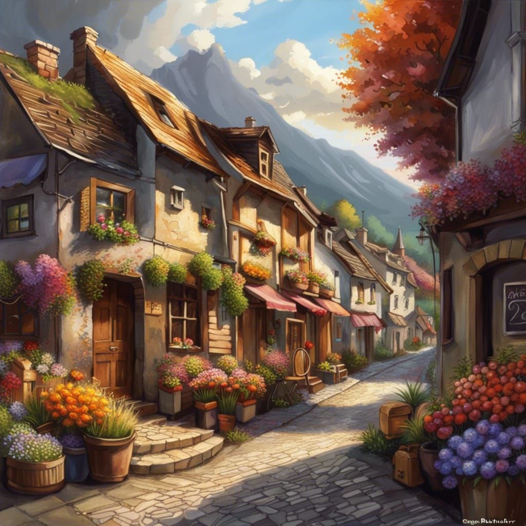 Countryside Village - AI Generated Artwork - NightCafe Creator