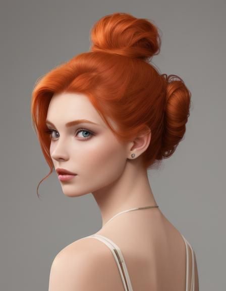 Model with ginger updo - AI Generated Artwork - NightCafe Creator