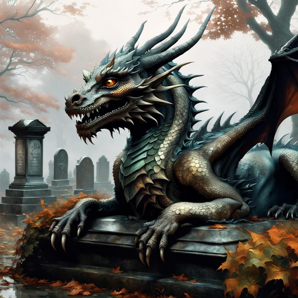Graveyard Dragon - AI Generated Artwork - NightCafe Creator