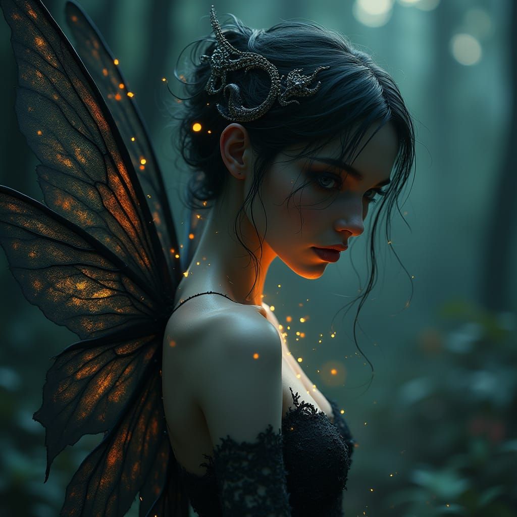 A death fairy - Mysterious Death Fairy in Moonlit Forest