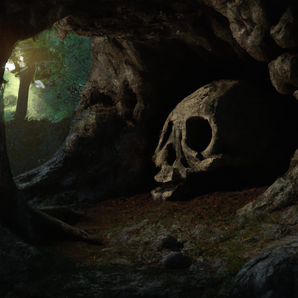 A giant human skull in a forest - AI Generated Artwork - NightCafe Creator