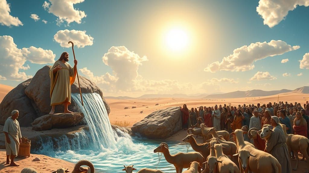 Moses Brings Life to the Desert in Classical Bibli... - AI Art