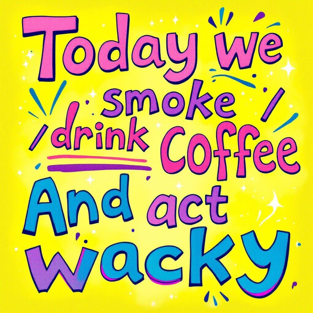 Vibrant Cartoon Wallpaper in Cursive Letters - AI Art