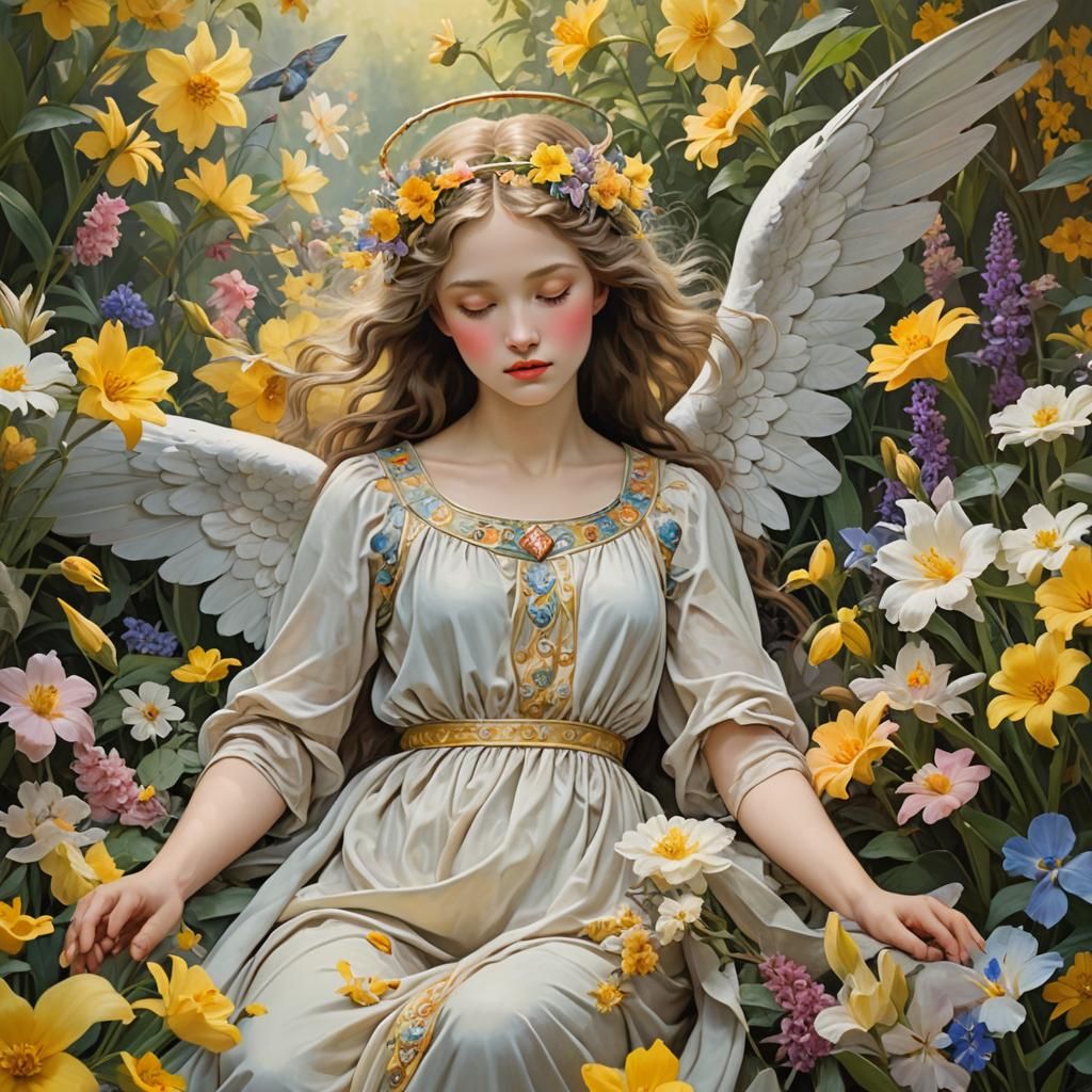 Angel, pencil semi grayscale sketch, (binary art:1.32), (colorful ...