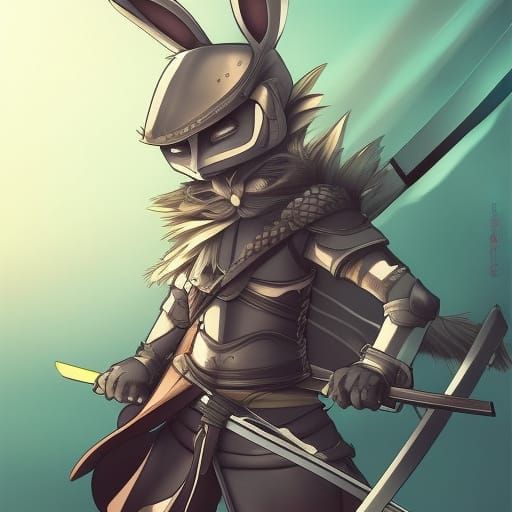 Rabbit Samurai in armor with long bow by artist "anime", Anime Key ...