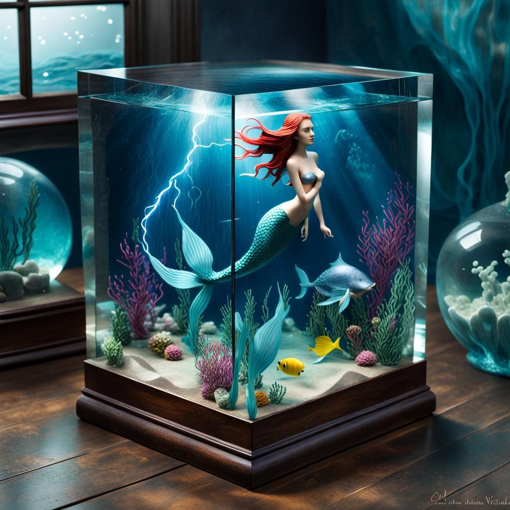 Mermaid in a cube - AI Generated Artwork - NightCafe Creator
