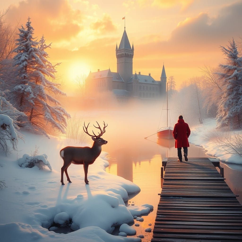 A serene winter landscape blending majesty and mystery.