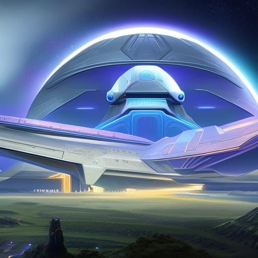 Alien Spaceship Landing - AI Generated Artwork - NightCafe Creator
