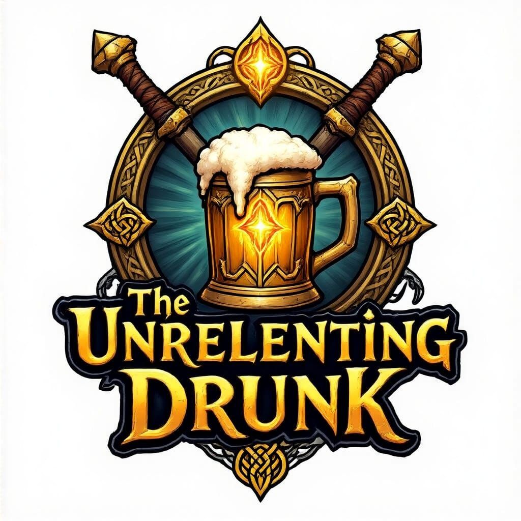 Fantasy Dwarven Priest Emblem with Golden Mace and... - AI Art