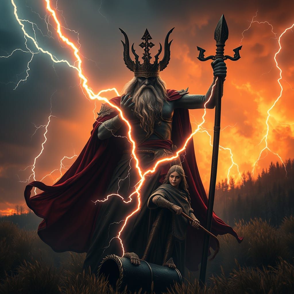 Baltic Mythology: Perkunas Embodies Justice and Fu... - AI Art