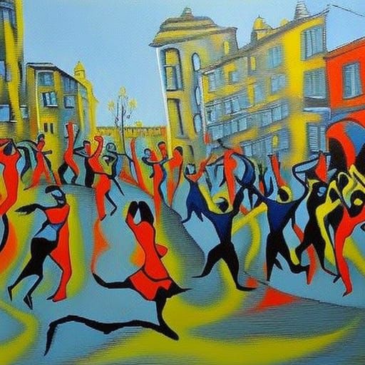 "Dancing In The Street" in the style of post-modern post-expressionist ...