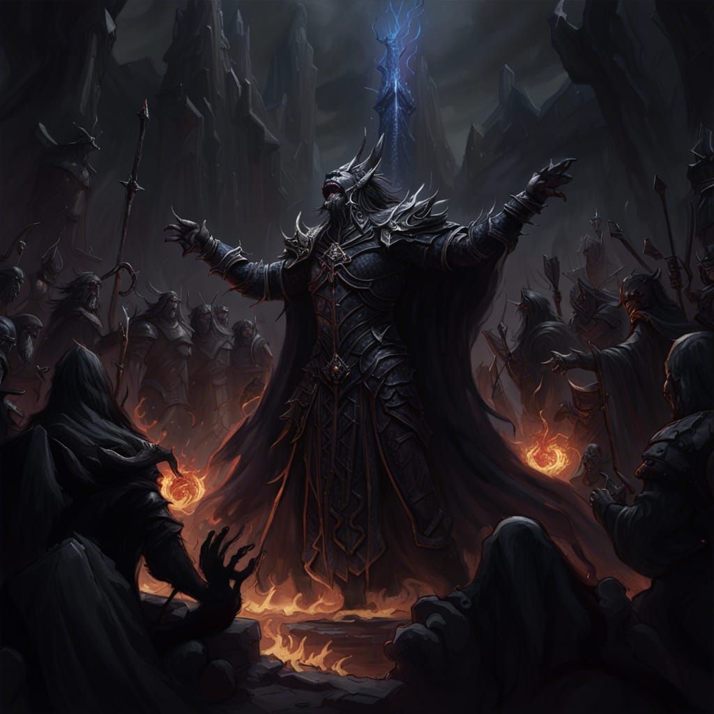 Morgoth convincing his horde - AI Generated Artwork - NightCafe Creator