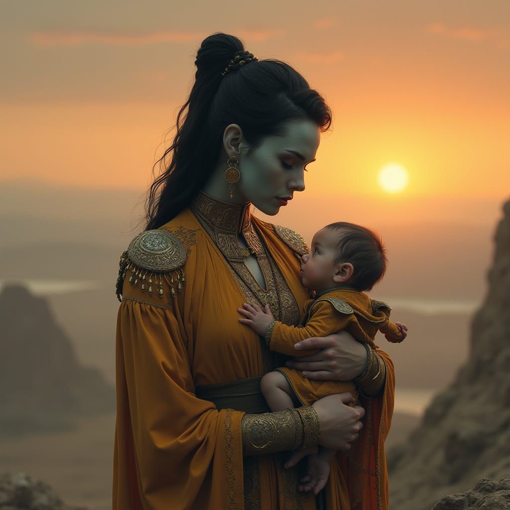 vulcan mother holding her baby - Vulcan Mother and Child i...