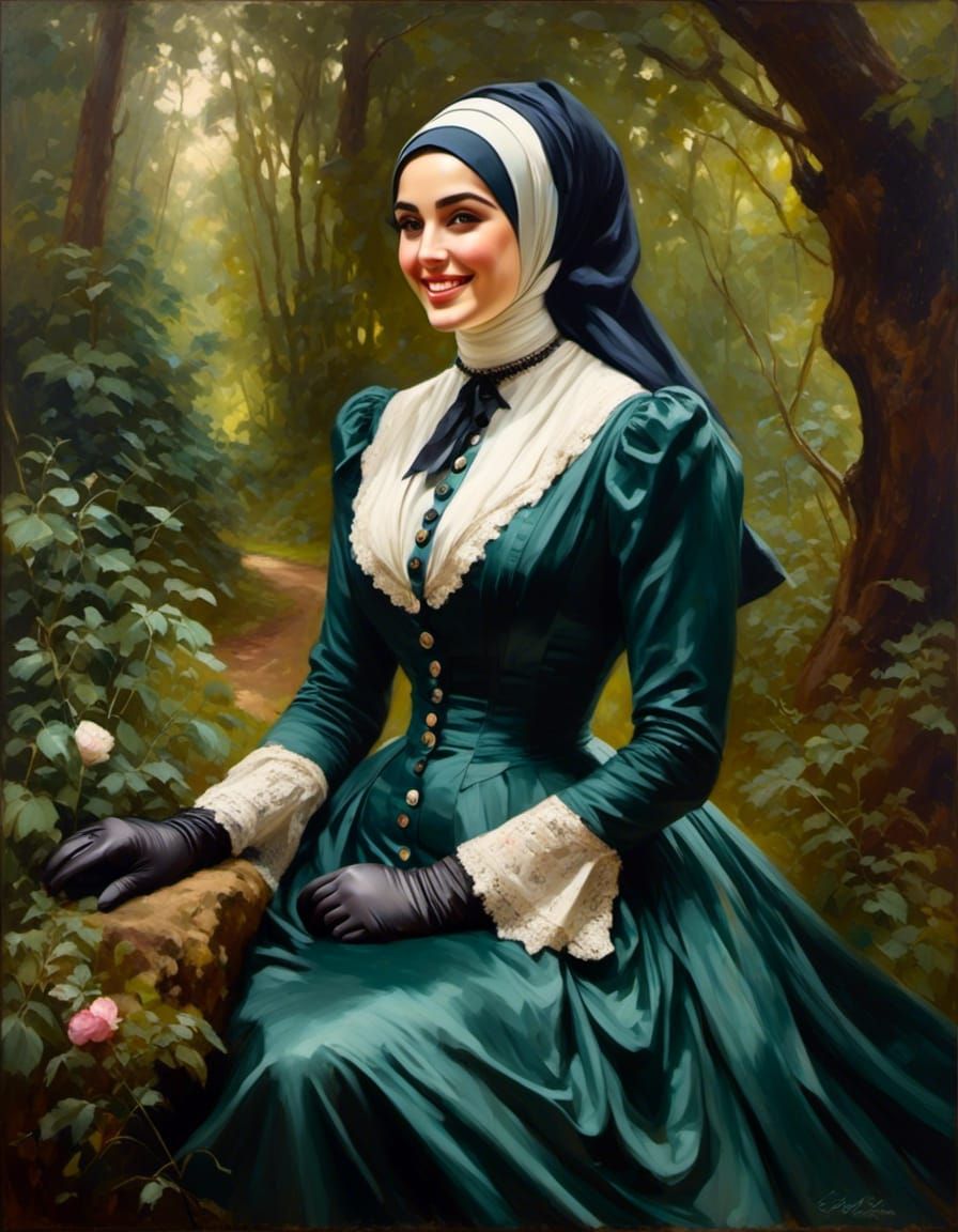 Victorian Modest Woman 🌸🌿💚 - AI Generated Artwork - NightCafe Creator