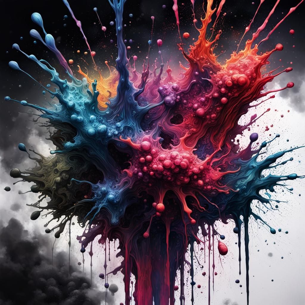 Rainbow Ink Explosion - AI Generated Artwork - NightCafe Creator