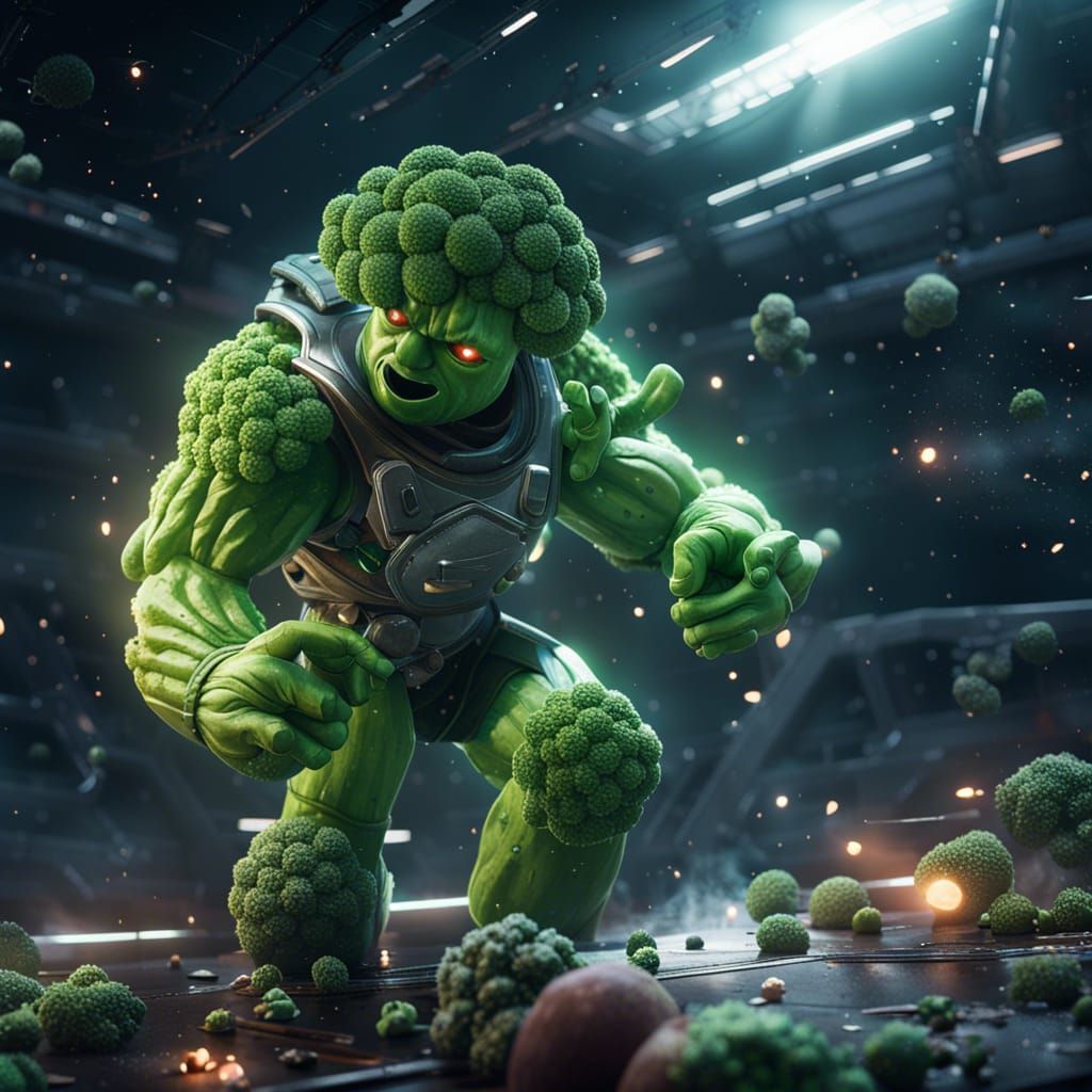 broccoli man fighting other veg in space - AI Generated Artwork ...