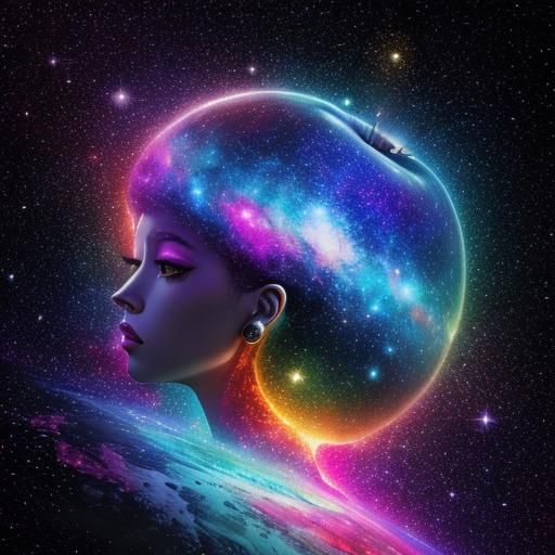 Cosmic Apple in double exposure - AI Generated Artwork - NightCafe Creator