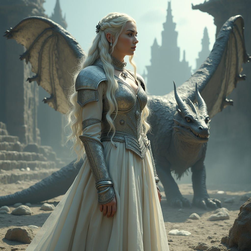 Ethereal Queen in Hyperreal Fantasy Landscape - AI Art