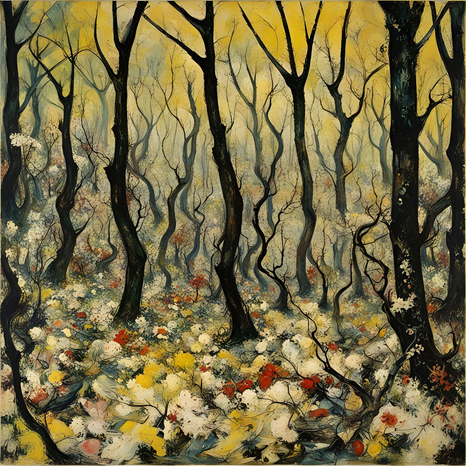 by Jackson Pollock , beautiful forest during spring - AI Generated ...