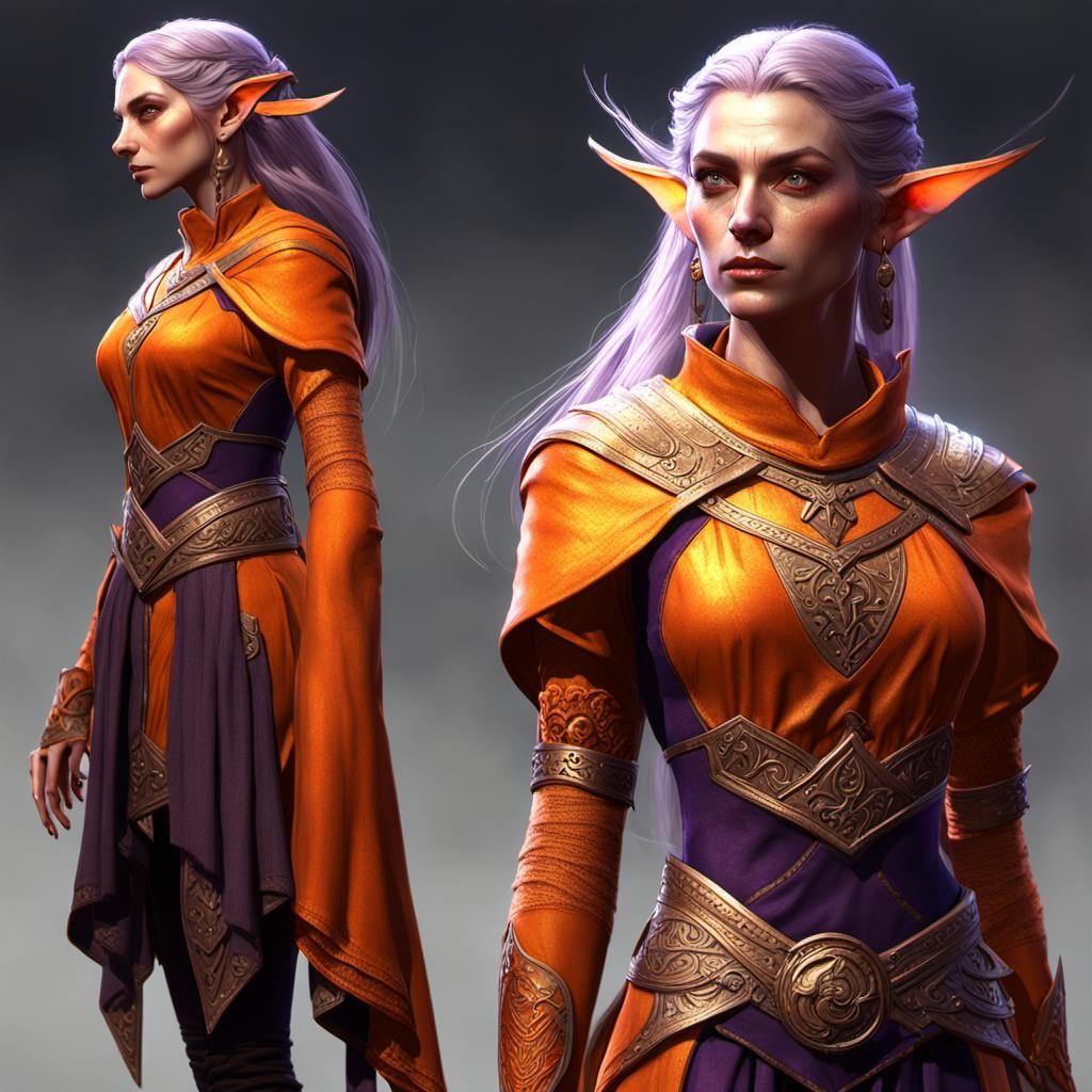 A female elf light orange clothes - AI Generated Artwork - NightCafe ...