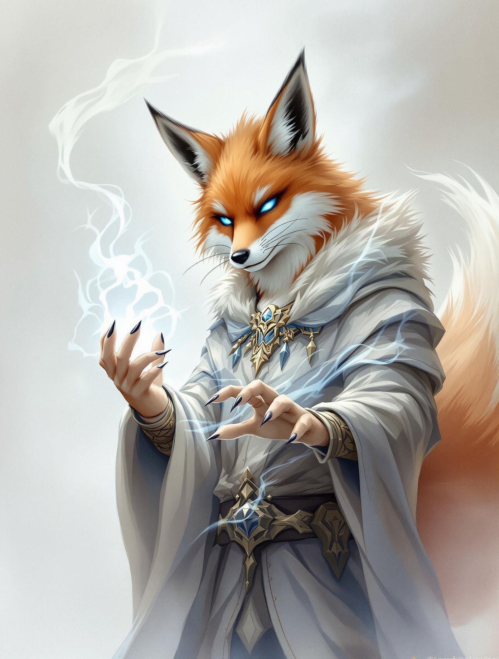 Mystical Fox Sorcerer in a Dreamy, Ethereal Landsc... - AI Art