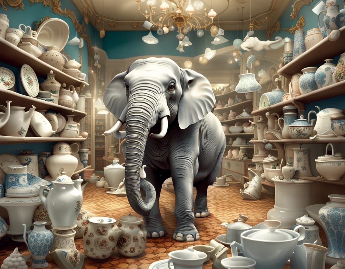 Elephant in the Porcelain Store - AI Generated Artwork - NightCafe Creator