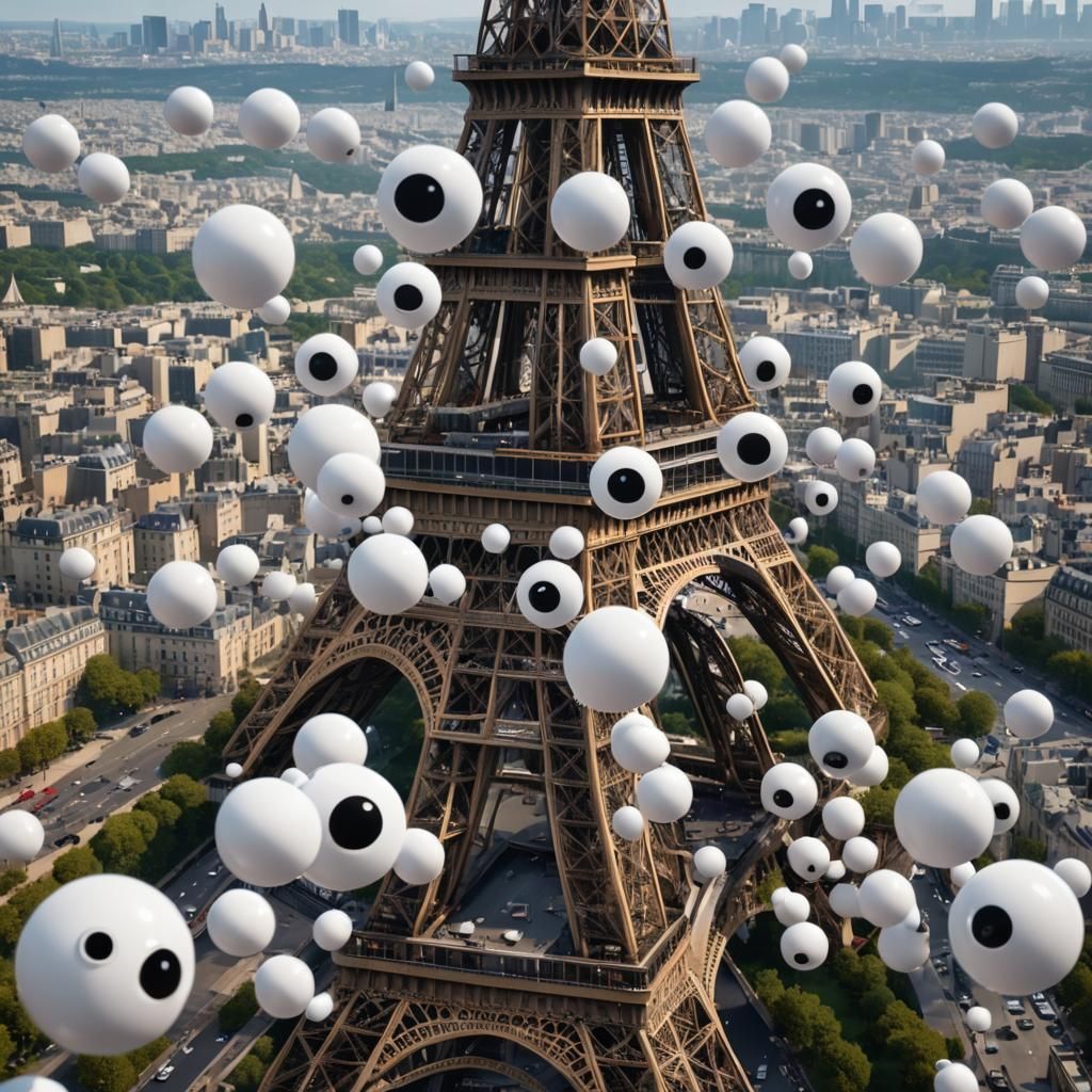 Eyes on the Eiffel tower - AI Generated Artwork - NightCafe Creator