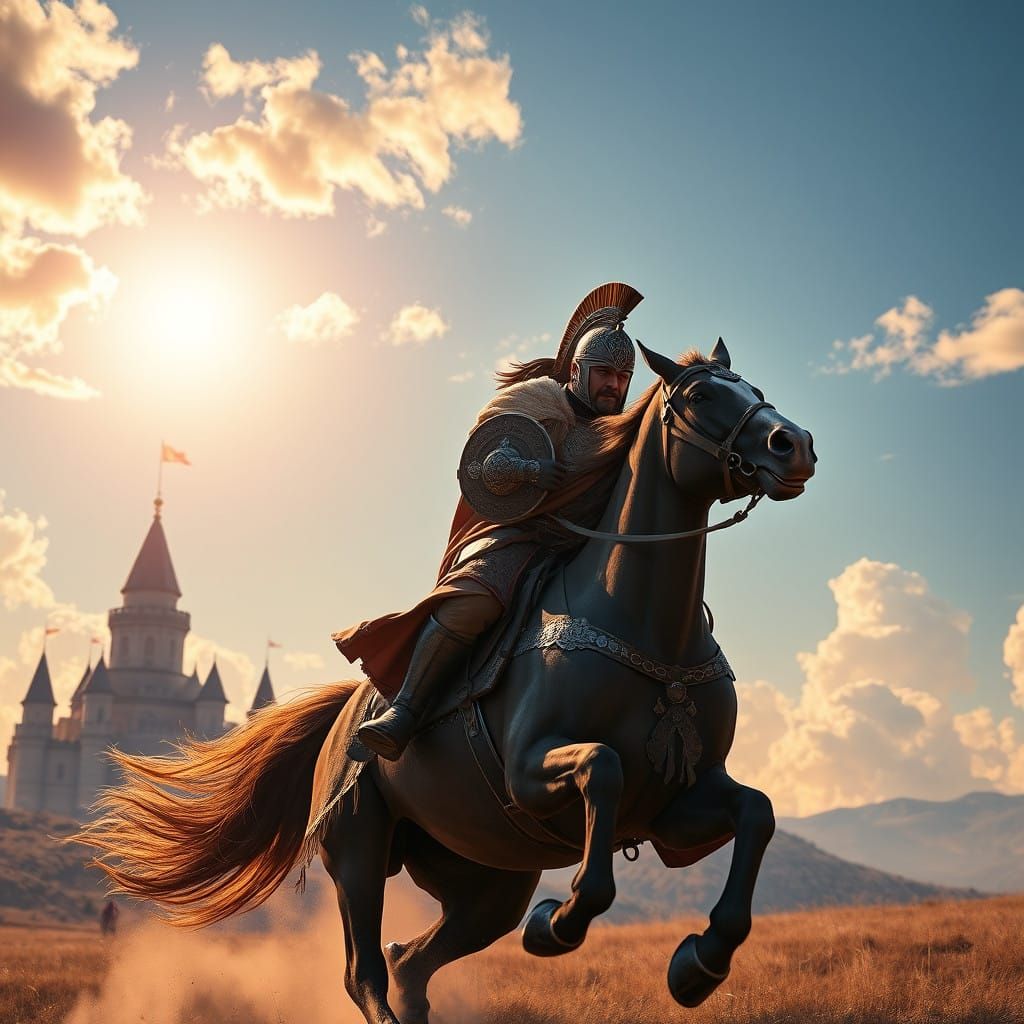 Surreal Mongol Siege Painting with Rising Sun and ... - AI Art