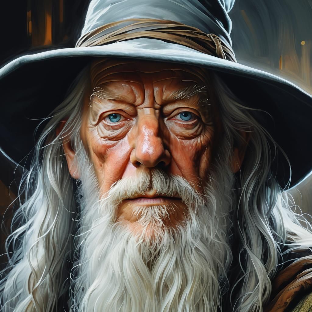 a painting of Donald Sutherland with a long beard, by Grzegorz ...