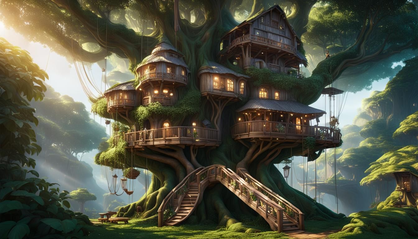 Unusual 5 story Treehouse in a Banyan tree in A Magical rainforest ...