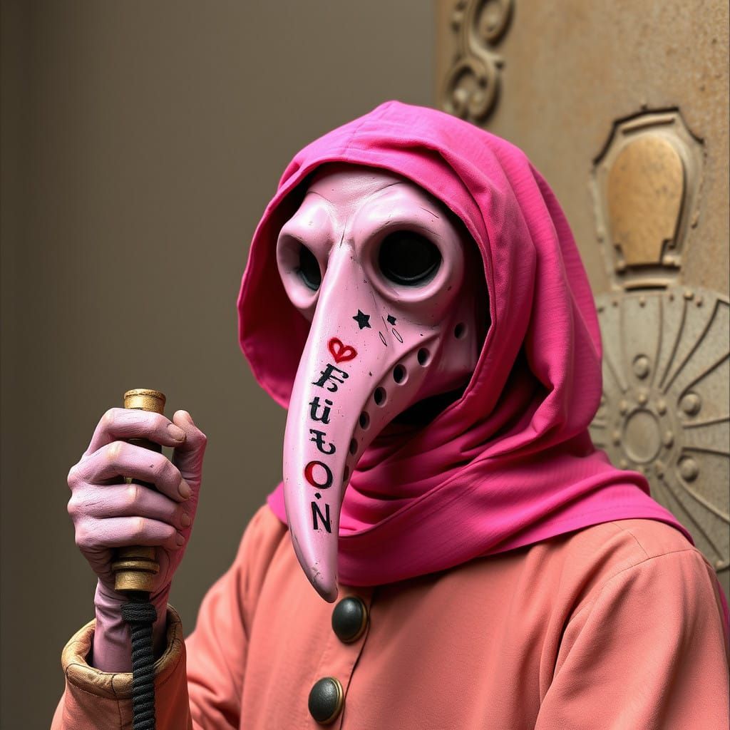 plague doctor - Baroque Plague Doctor in Vibrant Pink Attir...