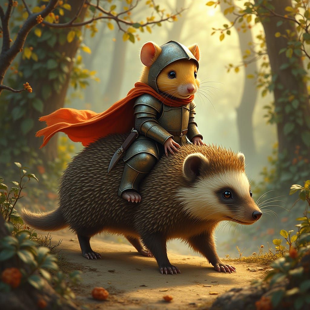 Hamlet Hamster and his trusty steed, Honey Badger