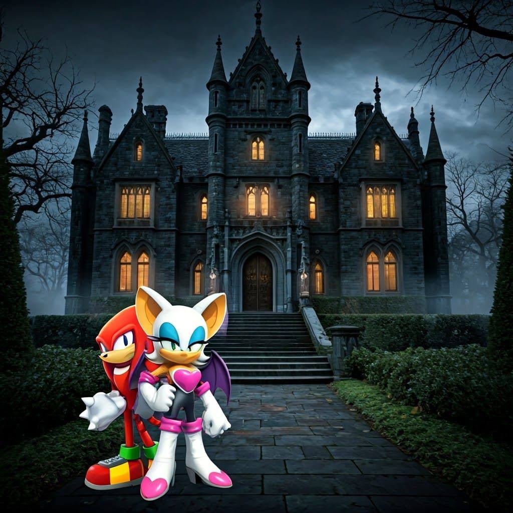 Rouge and Knuckles Stand Before a Haunting Gothic ... - AI Art