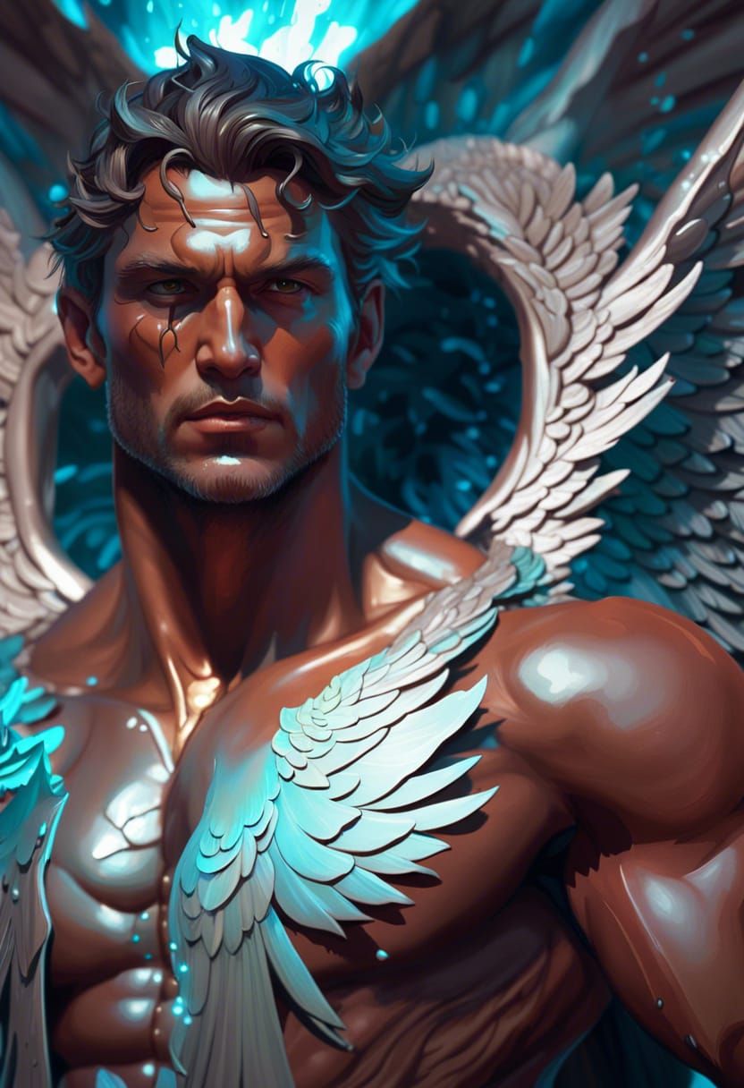 A beautiful male fallen angel 8k resolution concept art portrait by ...