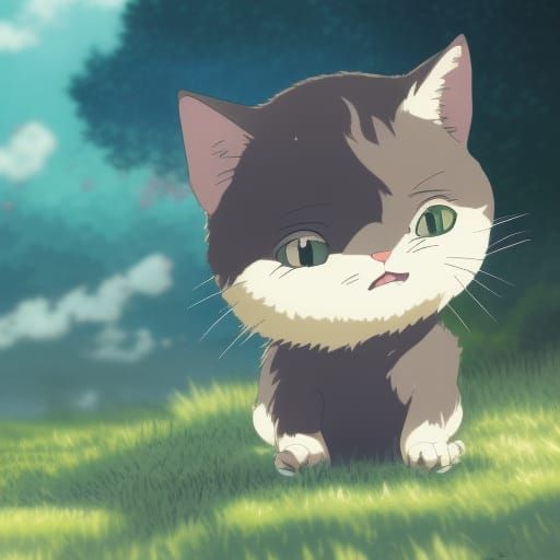 fluffy anime cat - AI Generated Artwork - NightCafe Creator