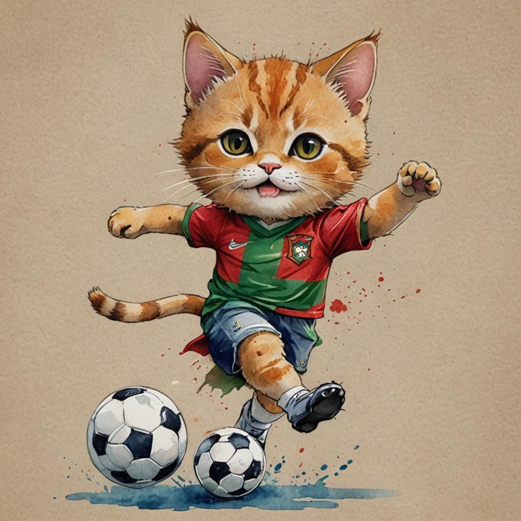 Cat Playing Soccer - AI Generated Artwork - NightCafe Creator