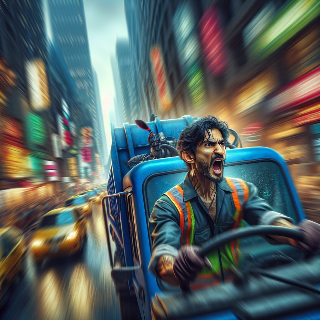Trash truck driver passionately racing in his truck to clean up his ...