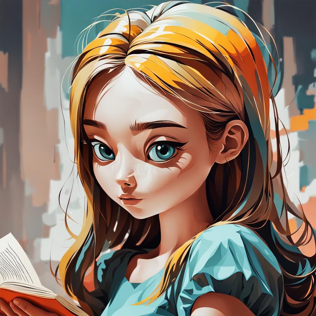 young pop up girl reading a book - AI Generated Artwork - NightCafe Creator