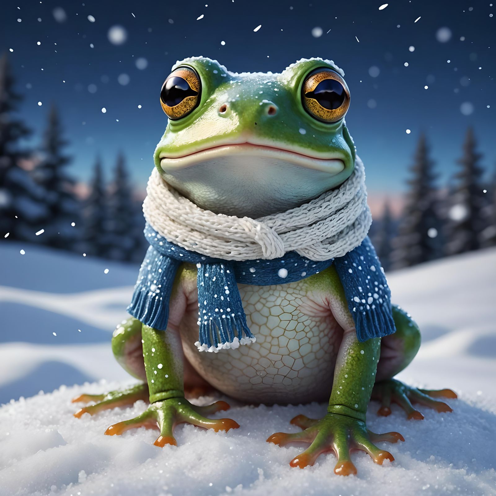 Winter frog - AI Generated Artwork - NightCafe Creator